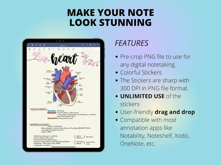 Anatomy & Physiology 200+ Stickers Digital Stickers Goodnotes Sticker ...