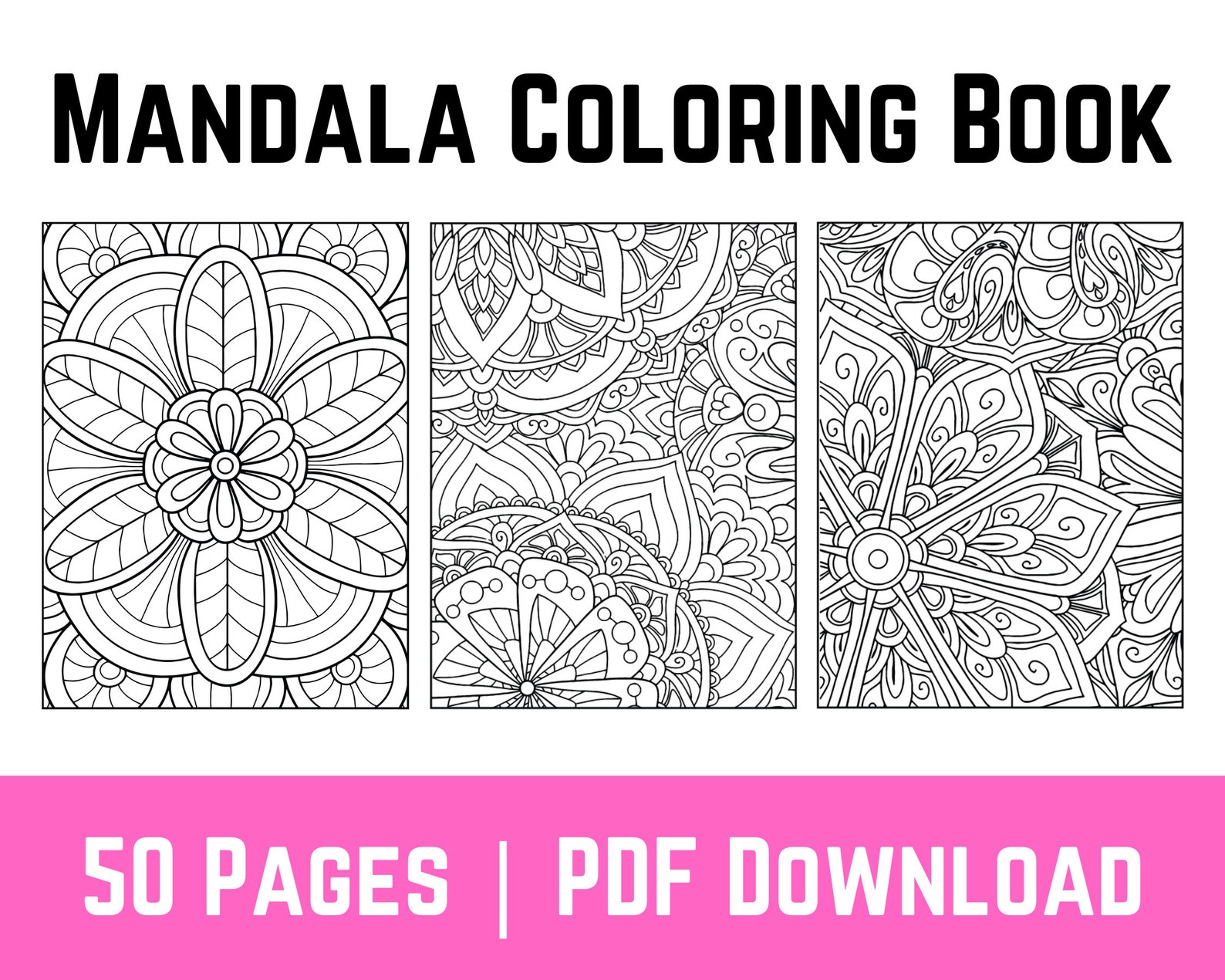 Mandala Coloring Pages | Adult Coloring Book | 50 Digital Coloring ...