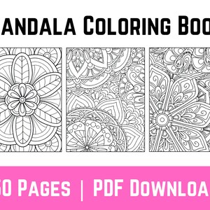 Mandala Coloring Pages | Adult Coloring Book | 50 Digital Coloring ...