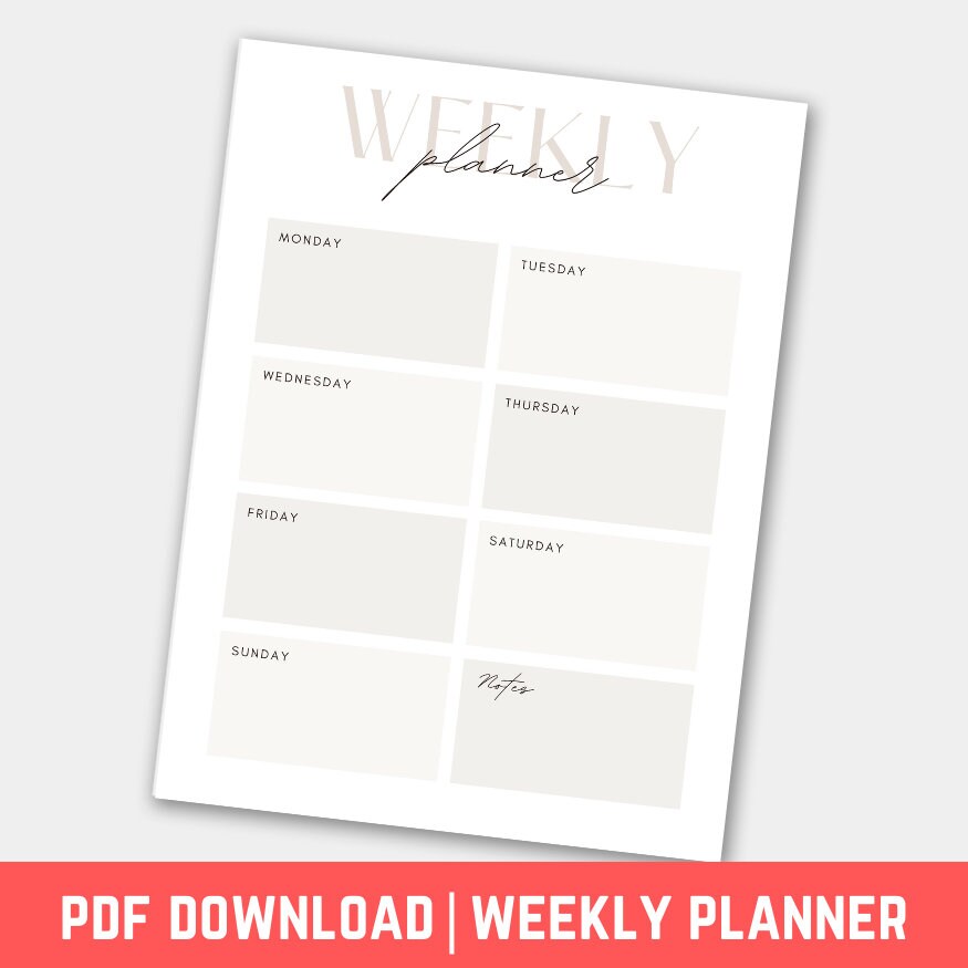 Weekly Planner Template | Digital Weekly Planner Ready to Download | 8. ...