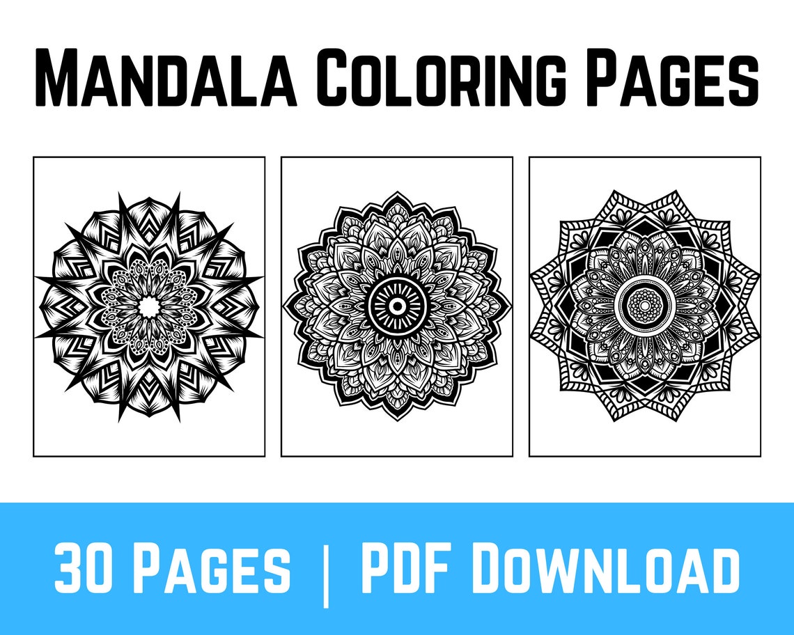 Mandala Coloring Pages | Adult Coloring Book | 30 Digital Coloring ...