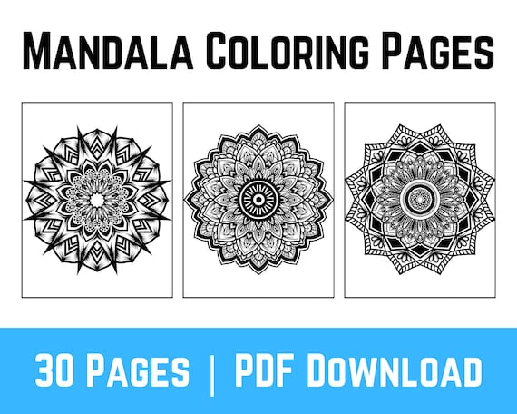 Mandala Coloring Pages Adult Coloring Book 30 Digital - Etsy