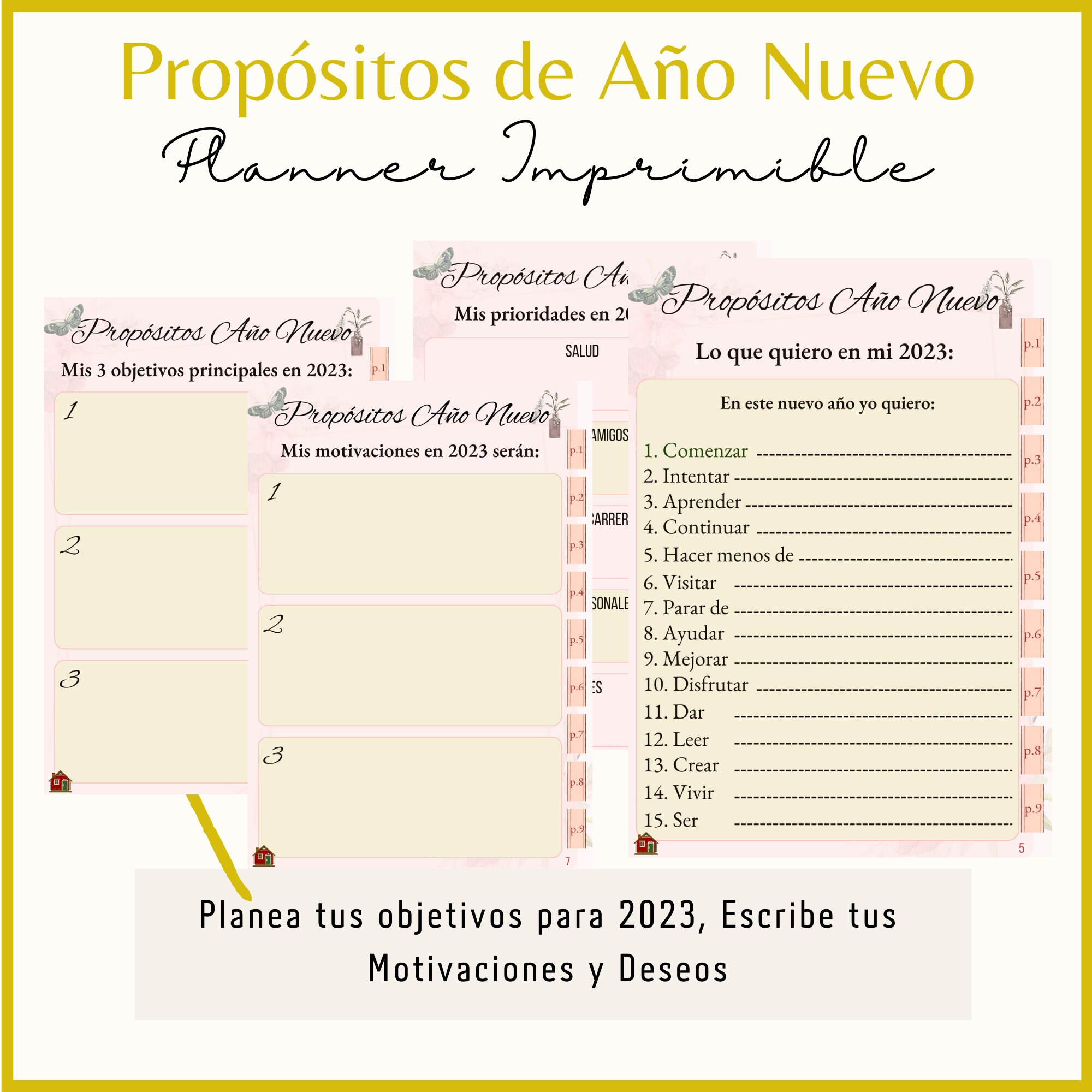 Planificador Imprimible Propósitos Año Nuevo Vision Board - Etsy México
