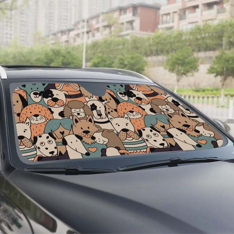 Cartoon Dog Breeds Car Windshield Sunshade - Etsy