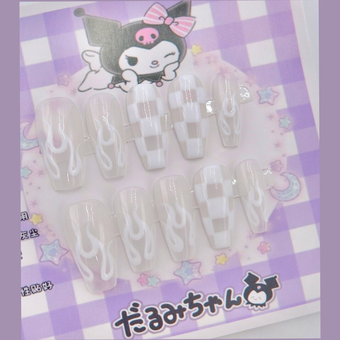 Hand Paint Press on Nails Median Coffin Shape Aurora Nails - Etsy