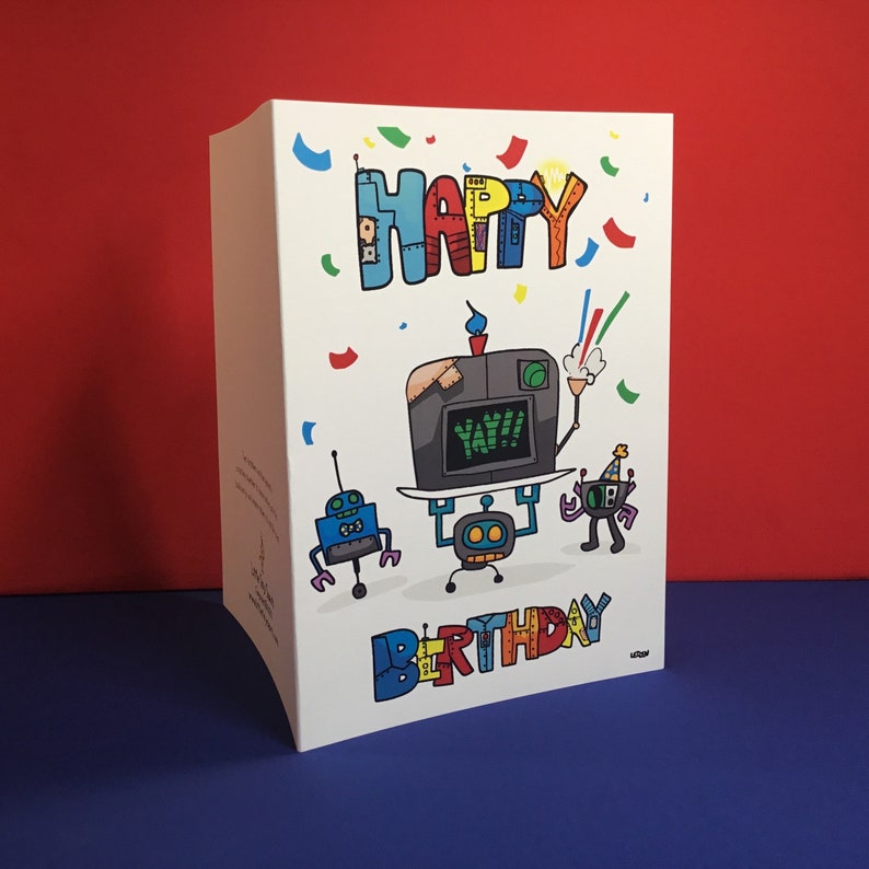 Robot Happy Birthday Card - Etsy