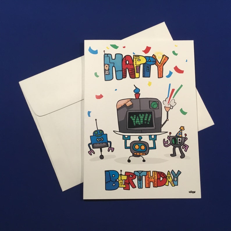 Robot Happy Birthday Card - Etsy