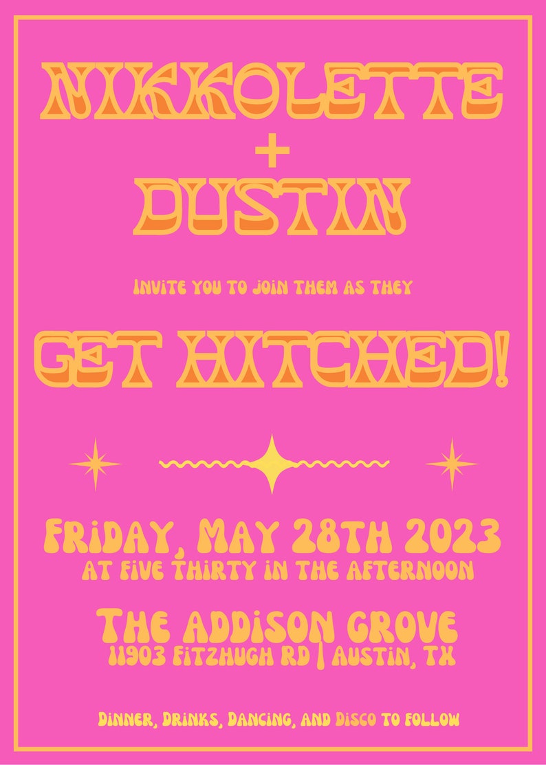 Retro Disco Wedding Invite Template - Etsy