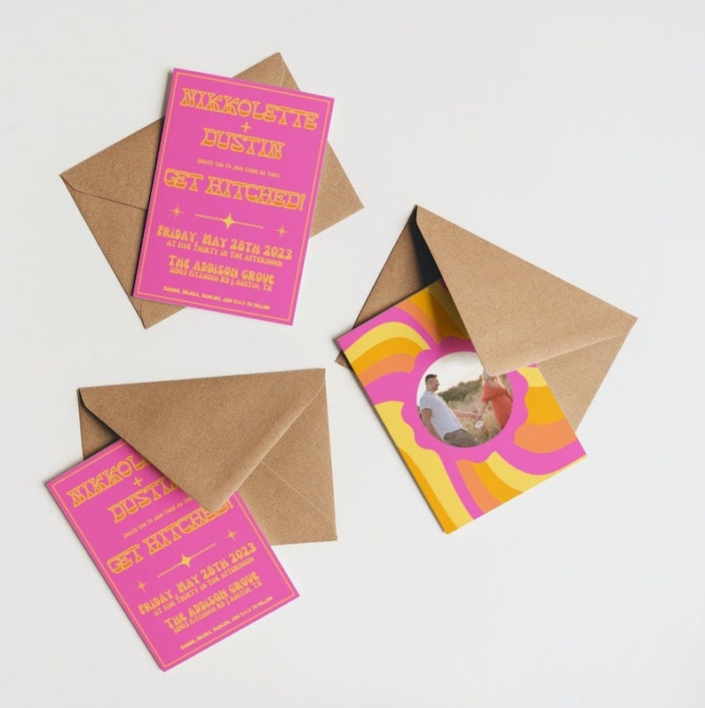 Retro Disco Wedding Invite Template - Etsy