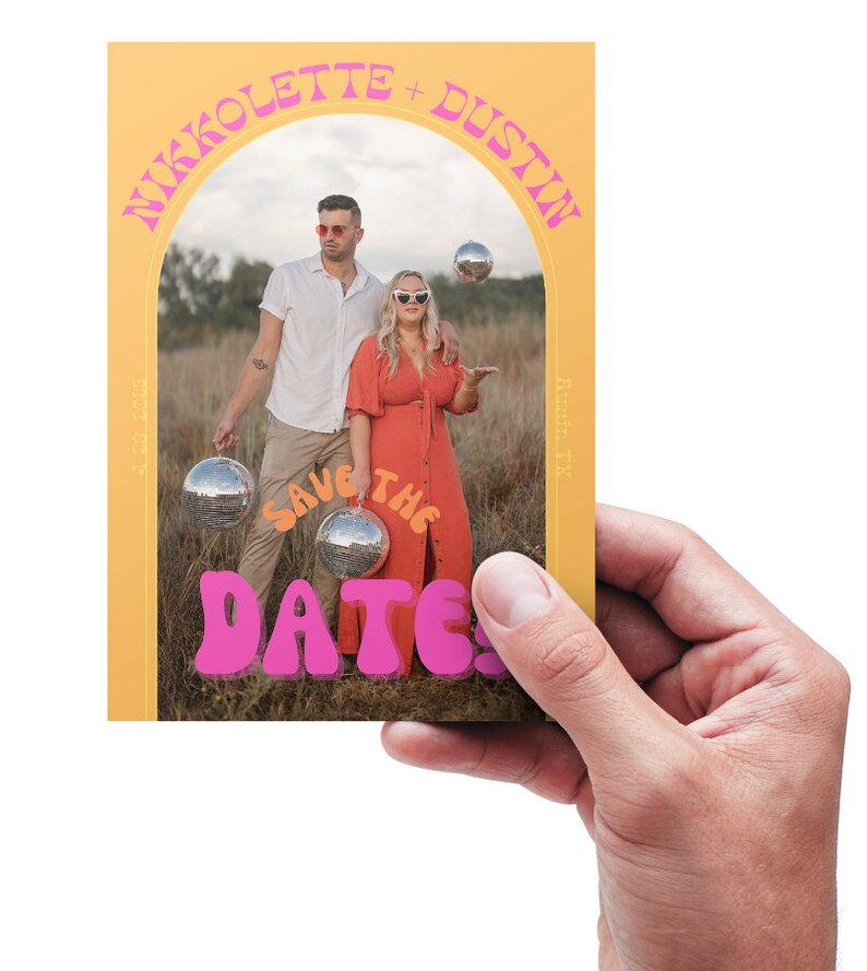 Retro Disco Save the Date Template - Etsy