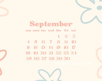 September 2022 Desktop Wallpaper Calendar - Etsy