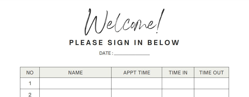 Appointment Sign-in Sheet Printable - Etsy