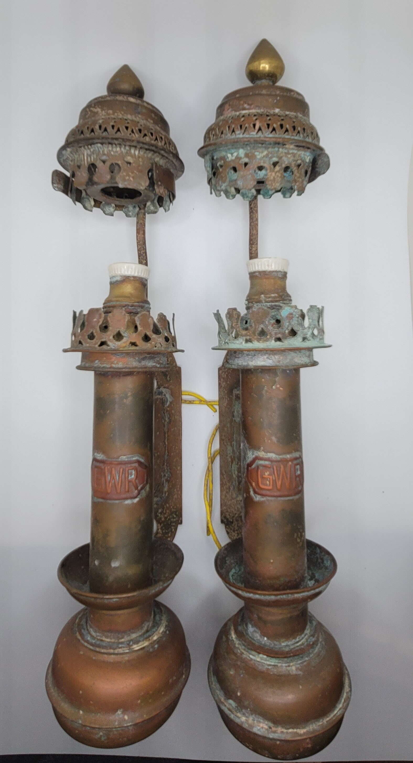 Vintage GWR Candle Burning Wall Mounted Carriage Lamps electrified No ...