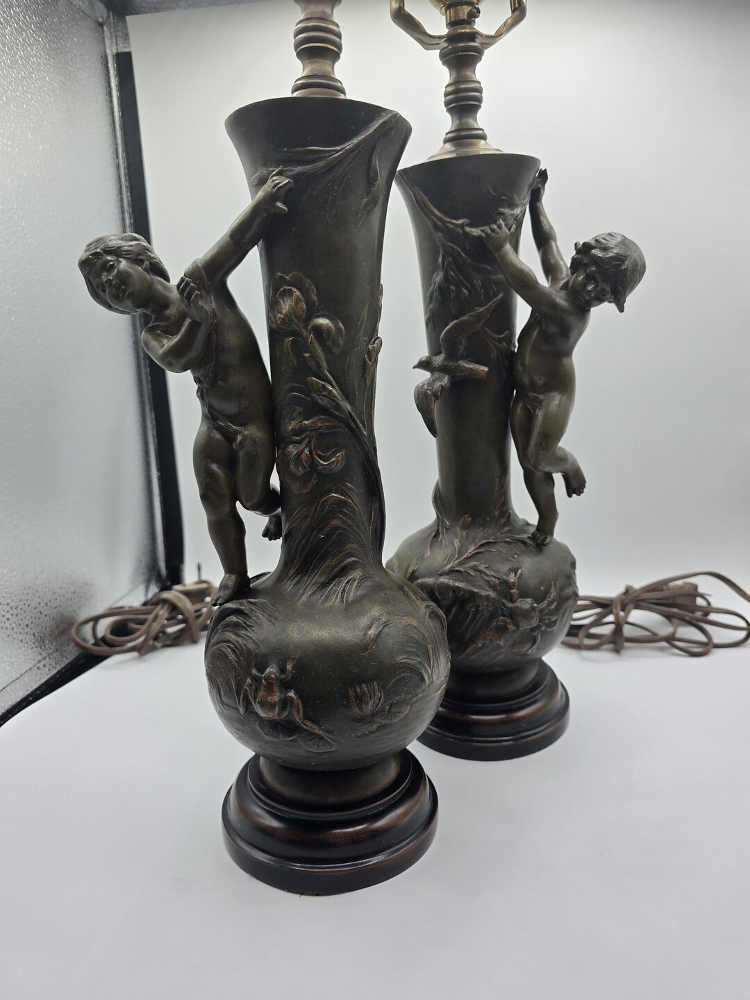 1900s L.F. Moreau Bronze Figural Table Lamps (pair) - Etsy