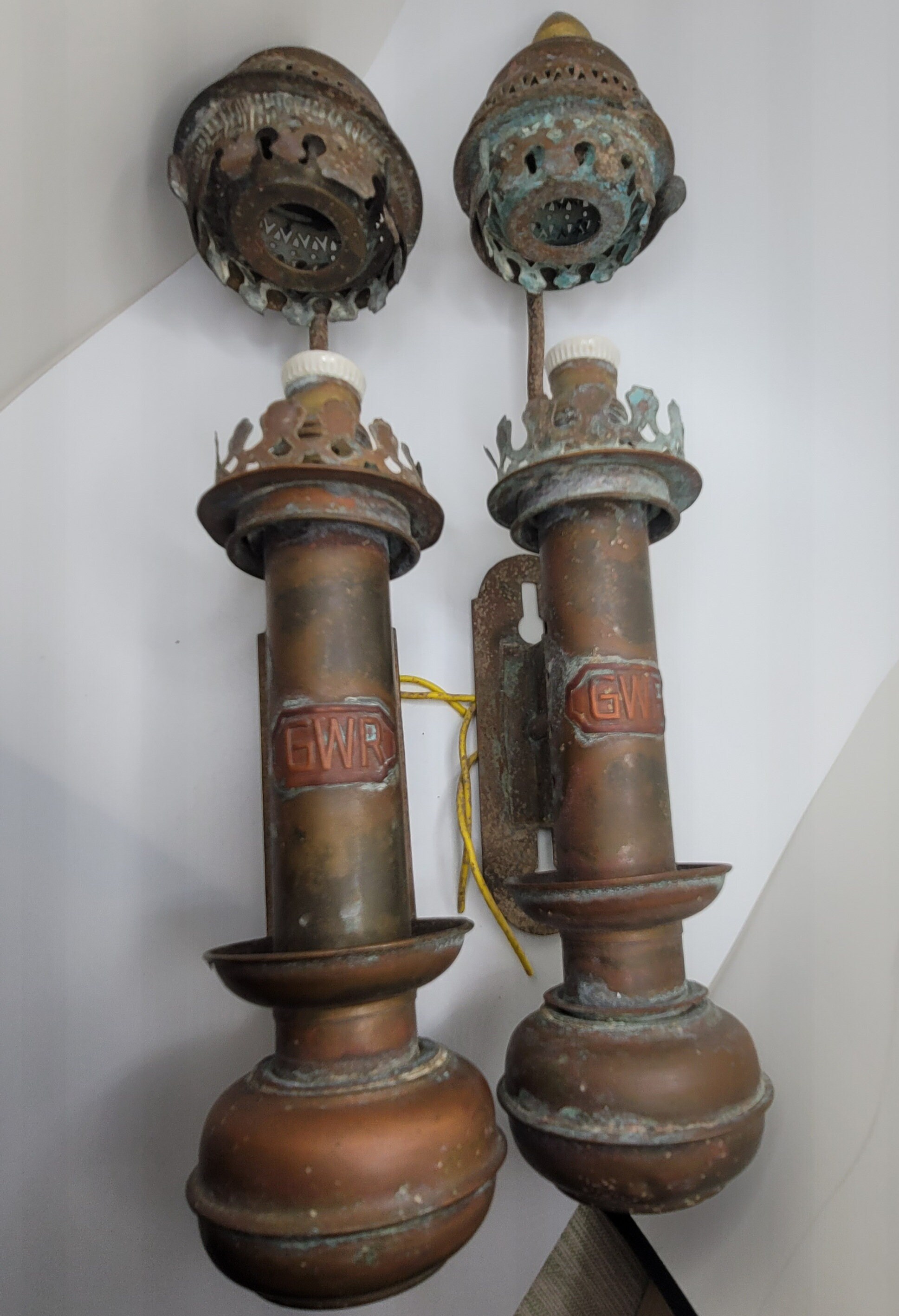 Vintage GWR Candle Burning Wall Mounted Carriage Lamps electrified No ...