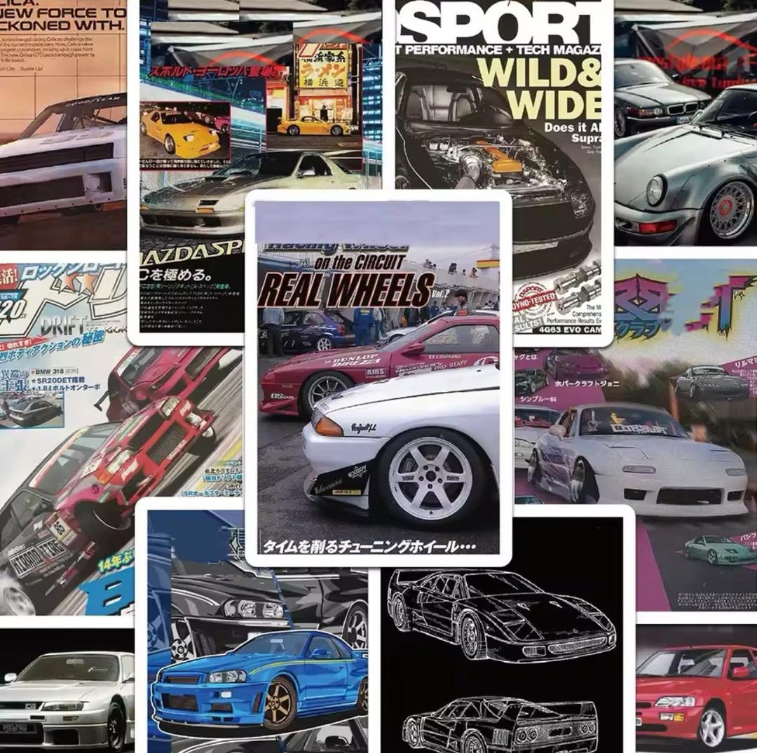 JDM Retro Racing Car Sticker Pack - Etsy