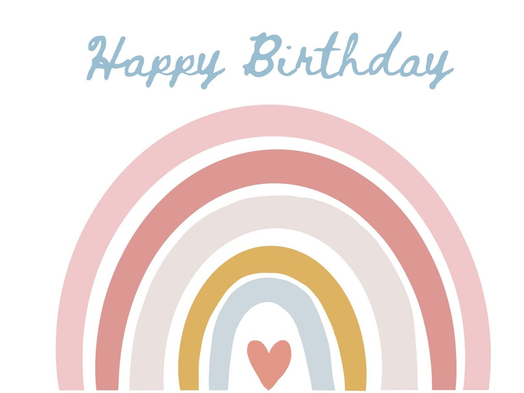 Boho Rainbow Birthday, Boho Birthday Card, Happy Birthday, Digital ...