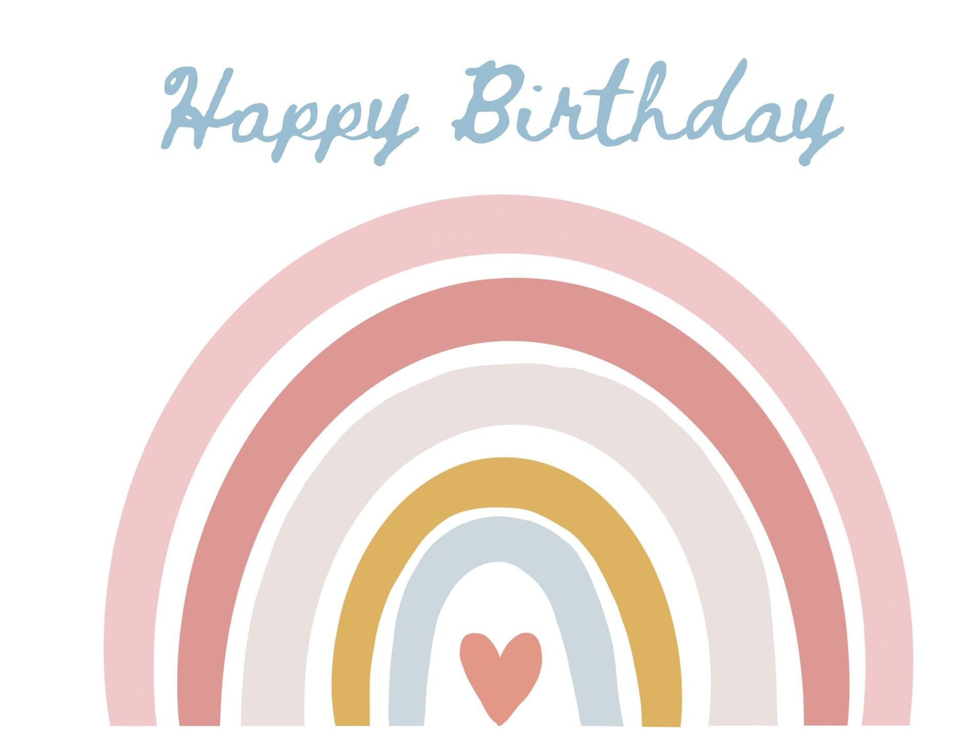 Boho Rainbow Birthday, Boho Birthday Card, Happy Birthday, Digital ...