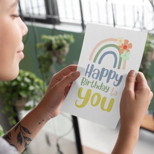 Boho Birthday Card, Boho Rainbow Card, Happy Birthday, Cricut, for Her ...