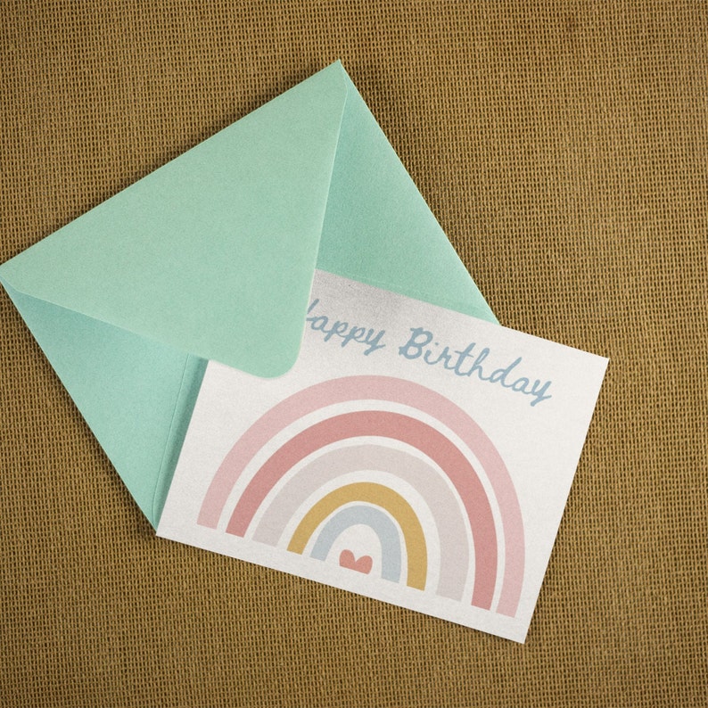 Boho Rainbow Birthday, Boho Birthday Card, Happy Birthday, Digital ...