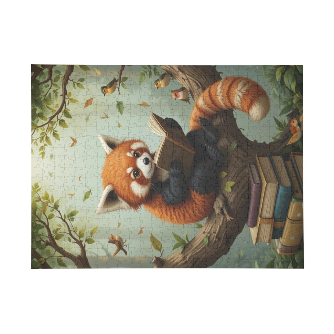 Red Panda Reading Adventure Puzzle - Etsy