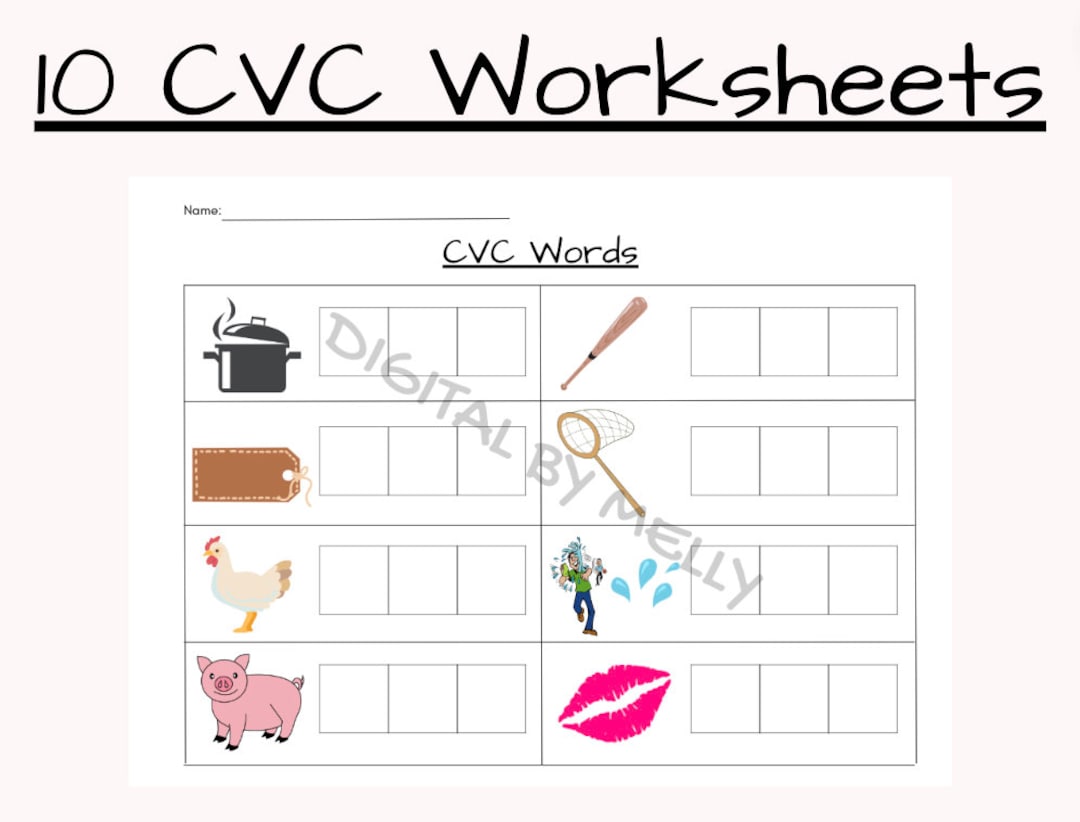 Elkonin Boxes AKA CVC Words 10 Worksheets - Etsy