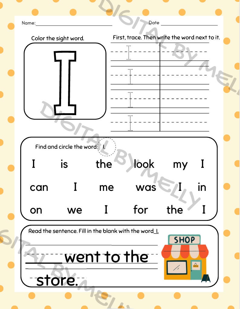 10 High Frequency Sight Word Worksheets pack 1 - Etsy Australia