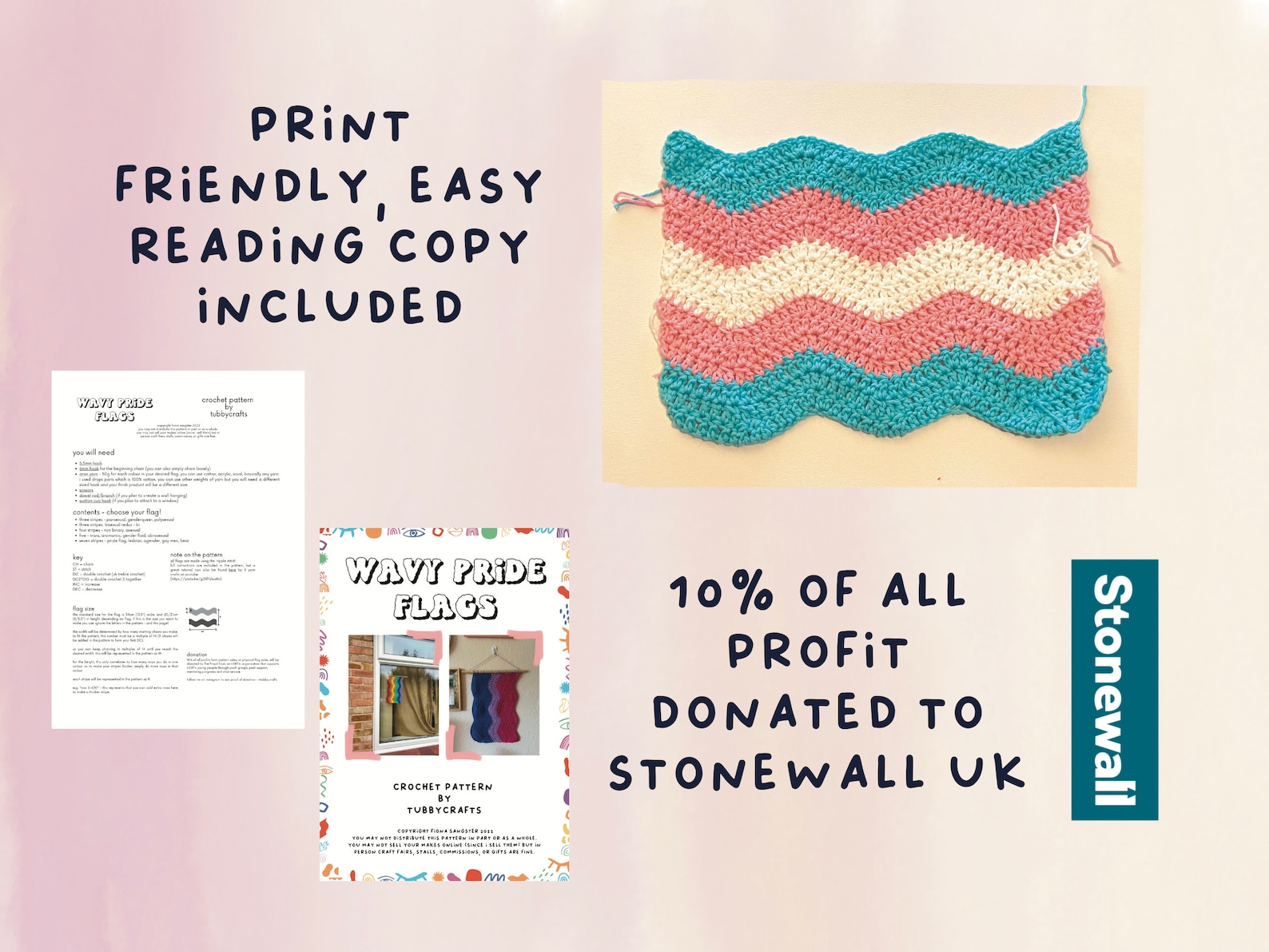 Crochet Pride Pattern Lgbtq Queer Lesbian Bisexual Flag Wall Hanging ...