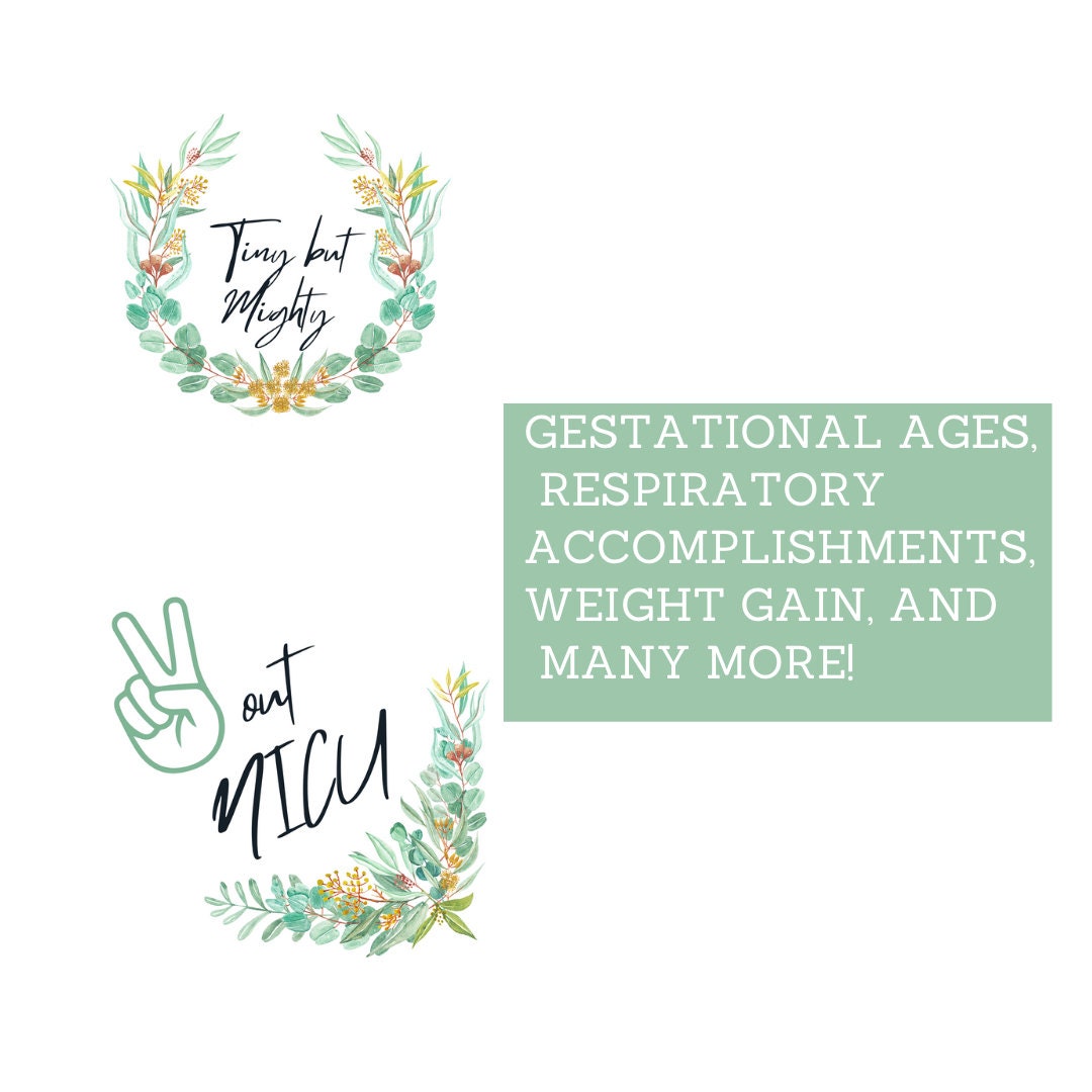 Greenery NICU Milestone Cards/ Digital Download/ Neonatal - Etsy