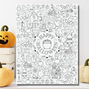 Giant Halloween Coloring Page Black and White Digital Download ...