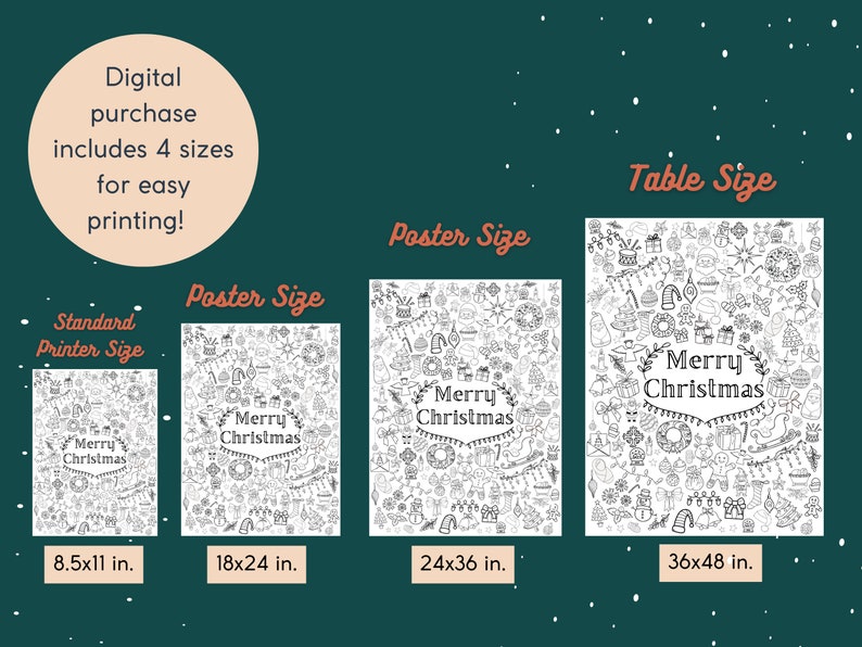 Giant Christmas Coloring Poster, Digital Download, Christmas Activity ...