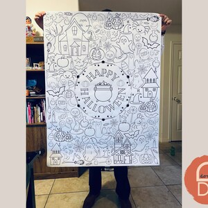 Giant Halloween Coloring Page Black and White Digital Download ...