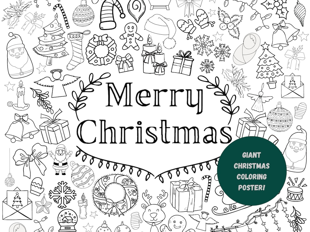 Giant Christmas Coloring Poster, Digital Download, Christmas Activity ...