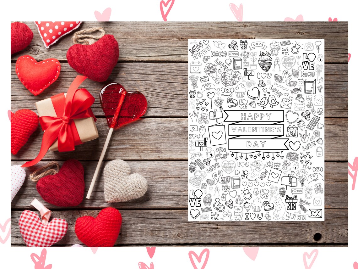 Giant Valentine’s Day Coloring Poster Activity and Decor /digital ...