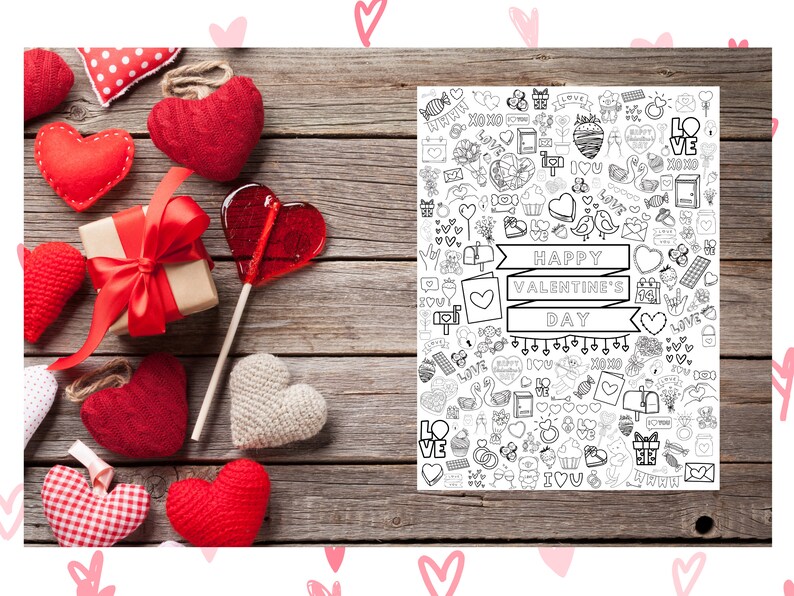 Giant Valentine’s Day Coloring Poster Activity and Decor /digital ...