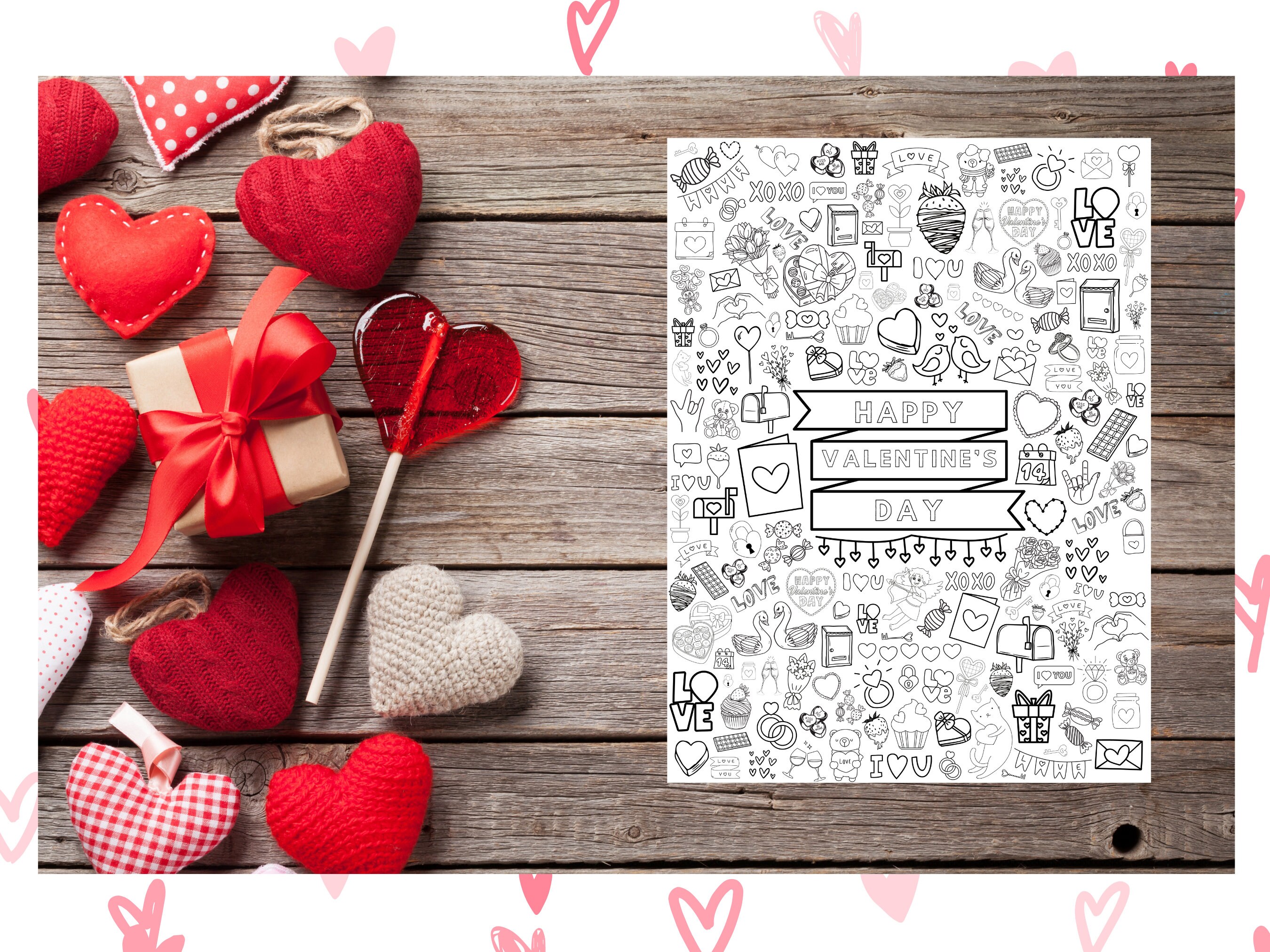 Giant Valentine’s Day Coloring Poster Activity and Decor /digital ...