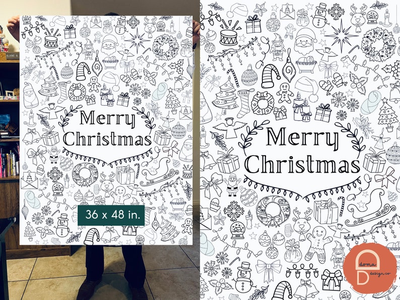 Giant Christmas Coloring Poster, Digital Download, Christmas Activity ...