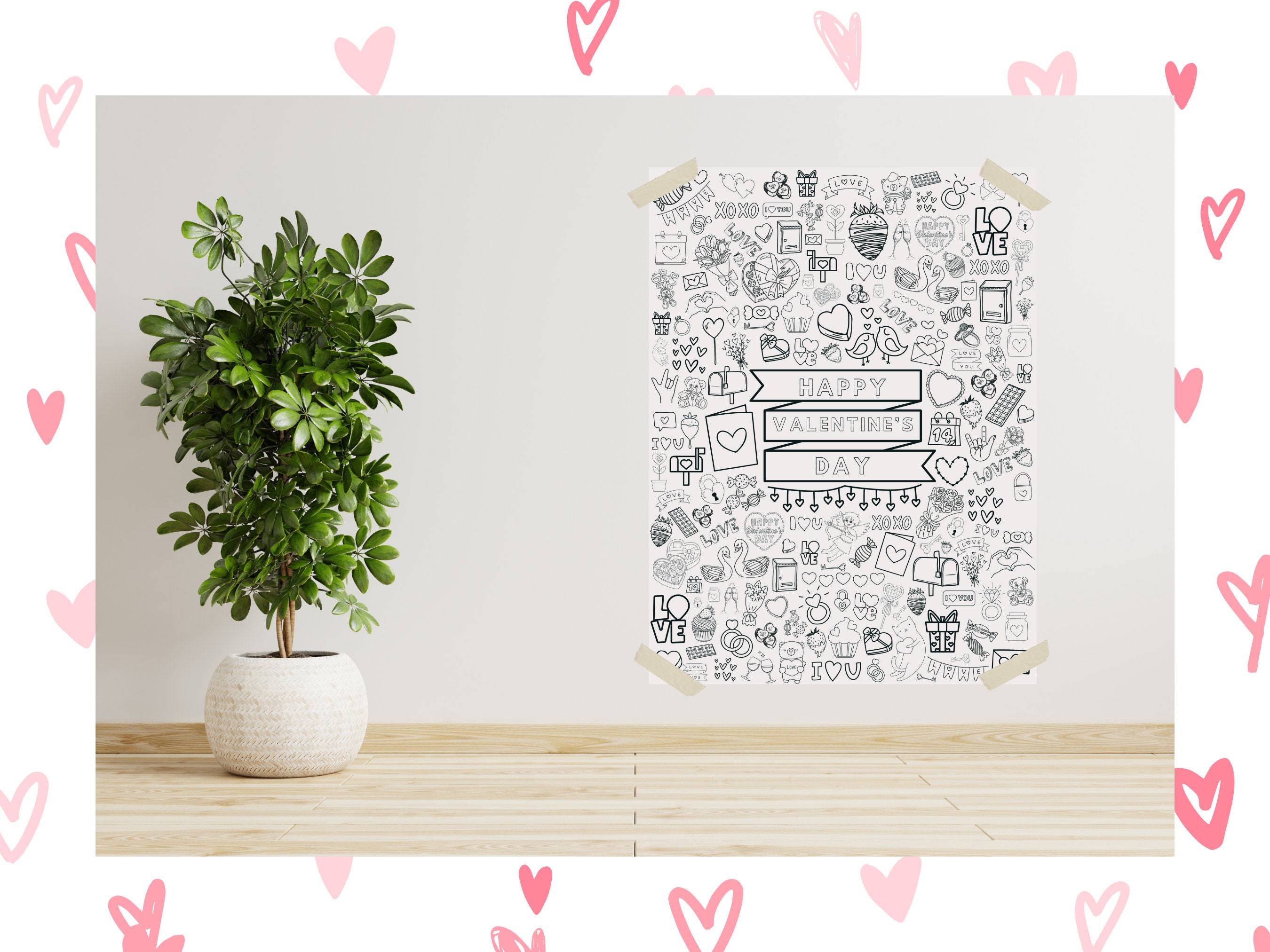 Giant Valentine’s Day Coloring Poster Activity and Decor /digital ...