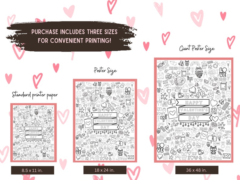 Giant Valentine’s Day Coloring Poster Activity and Decor /digital ...