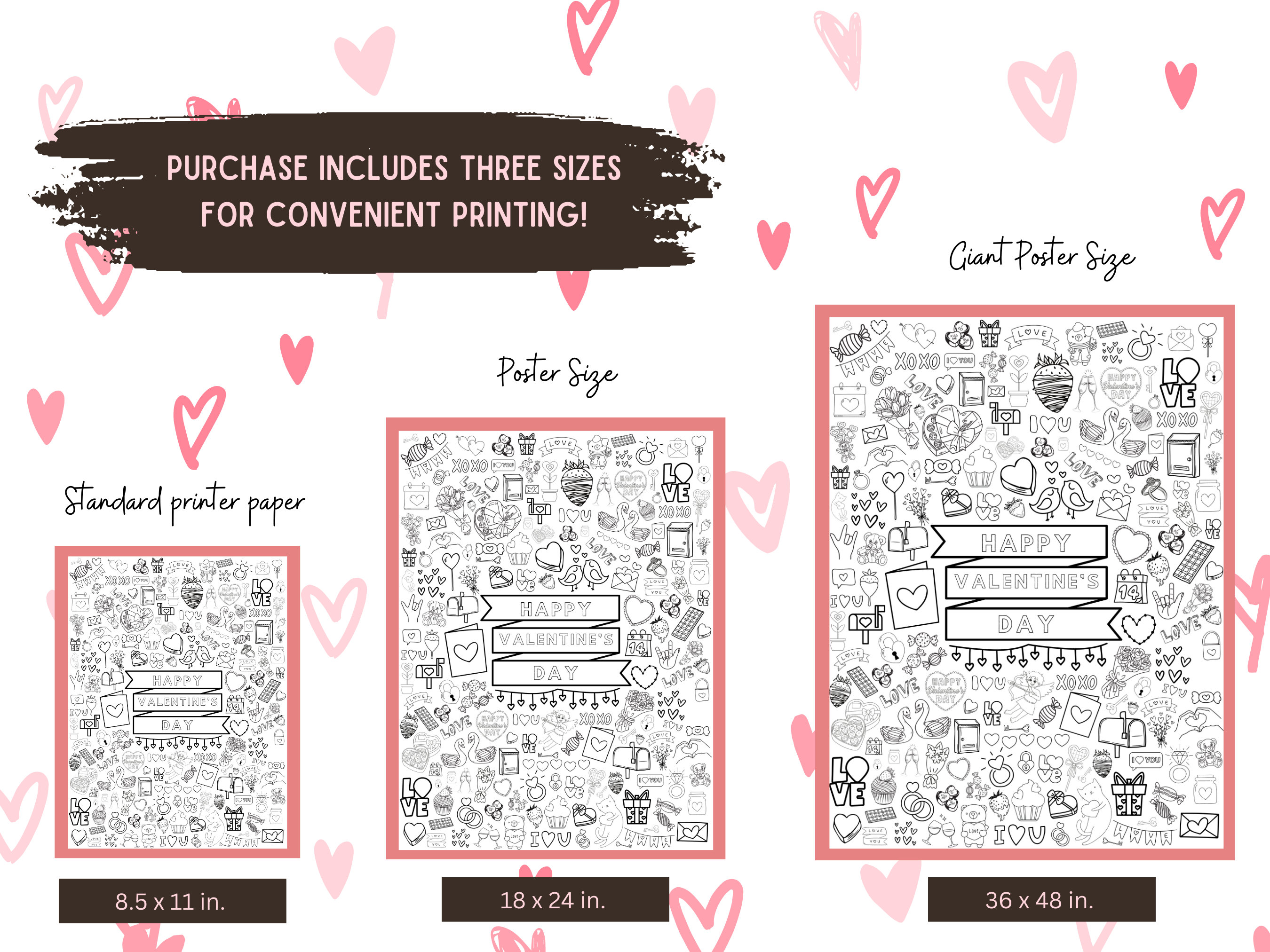 Giant Valentine’s Day Coloring Poster Activity and Decor /digital ...