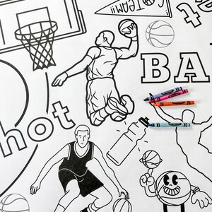 Basketball Coloring Table Runner 24" X 72", XL Basketball Coloring ...