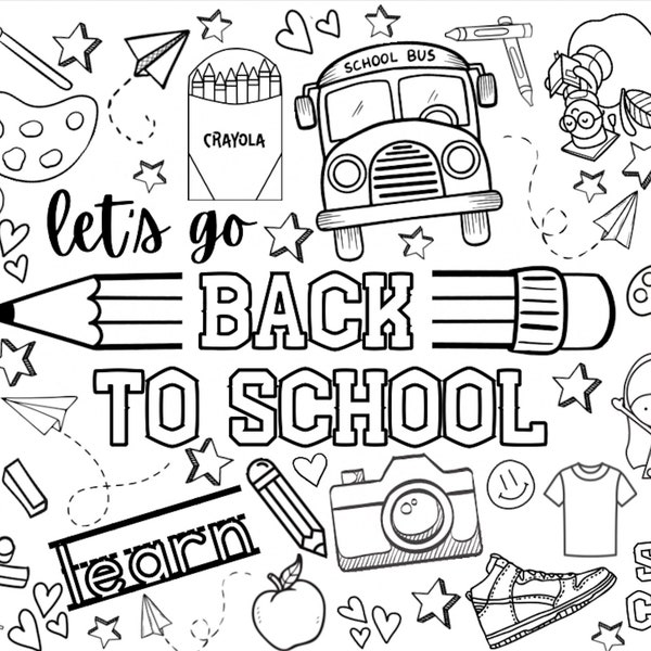 Back to School Coloring Sheets - Etsy