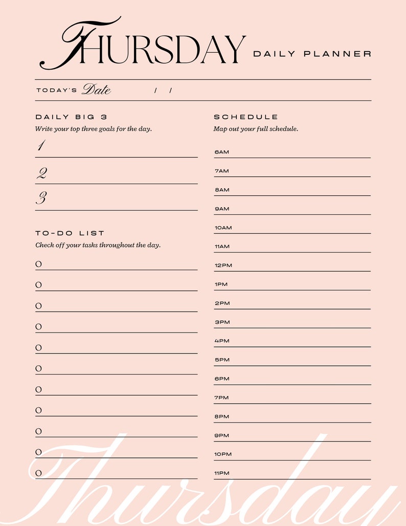 Weekly Printable Planner Individual Daily/ Weekly Planner - Etsy