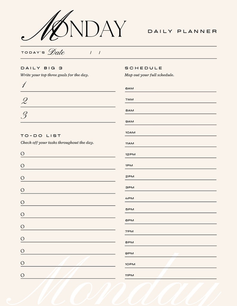Weekly Printable Planner Individual Daily/weekly Planner - Etsy