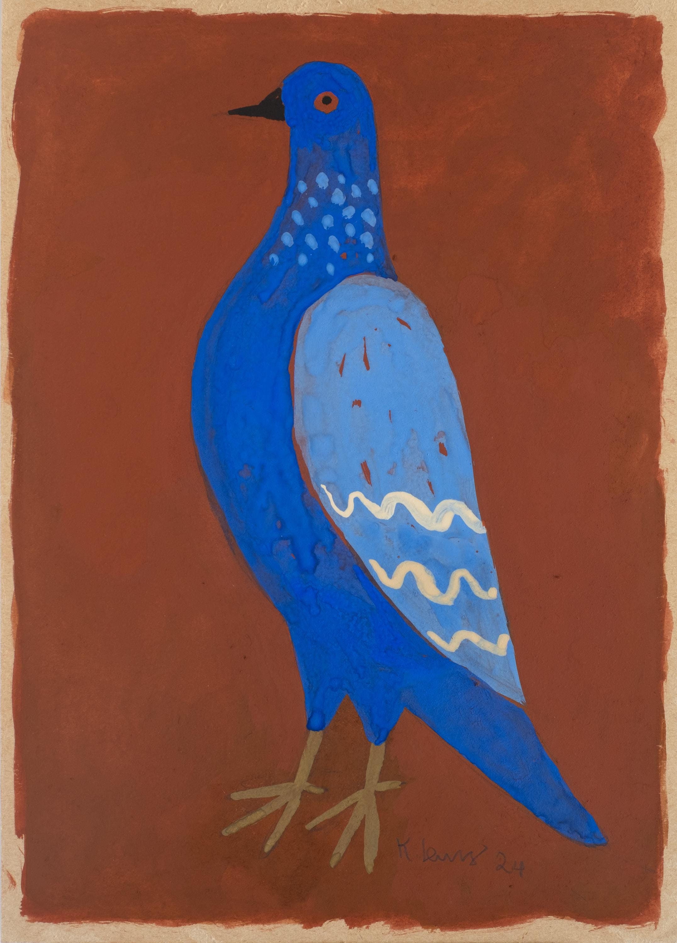 Blue Pigeon on Red - Etsy