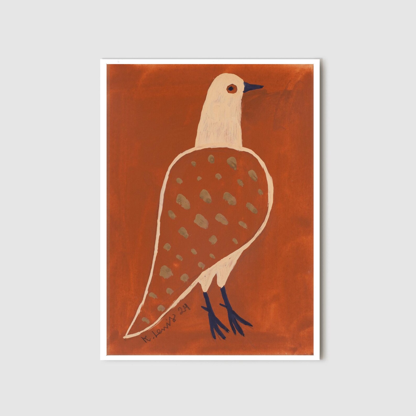 White Pigeon on Rust - Etsy