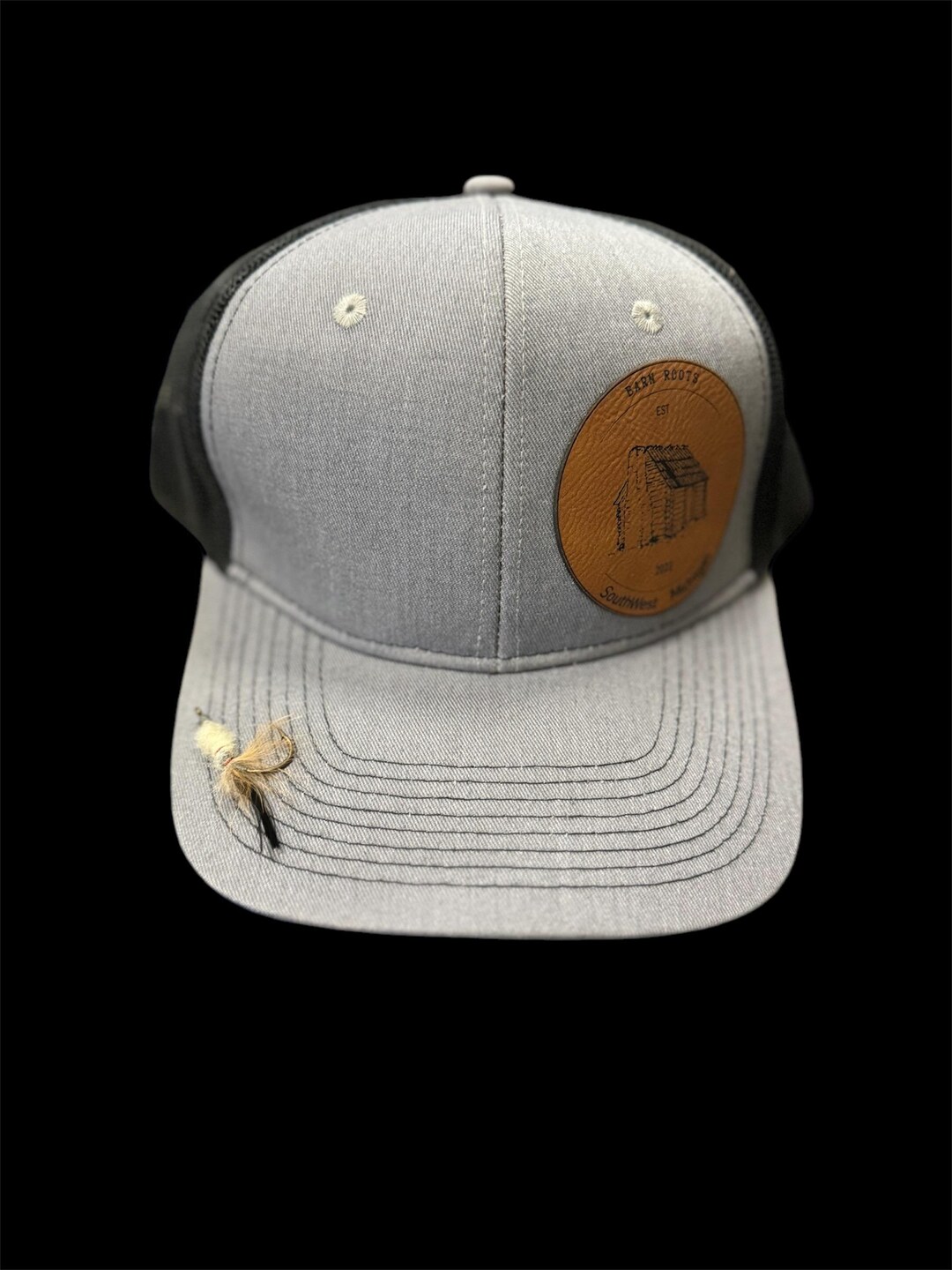 Handmade Fish Hook Leather Patch Trucker Hat, Baseball Cap - Etsy