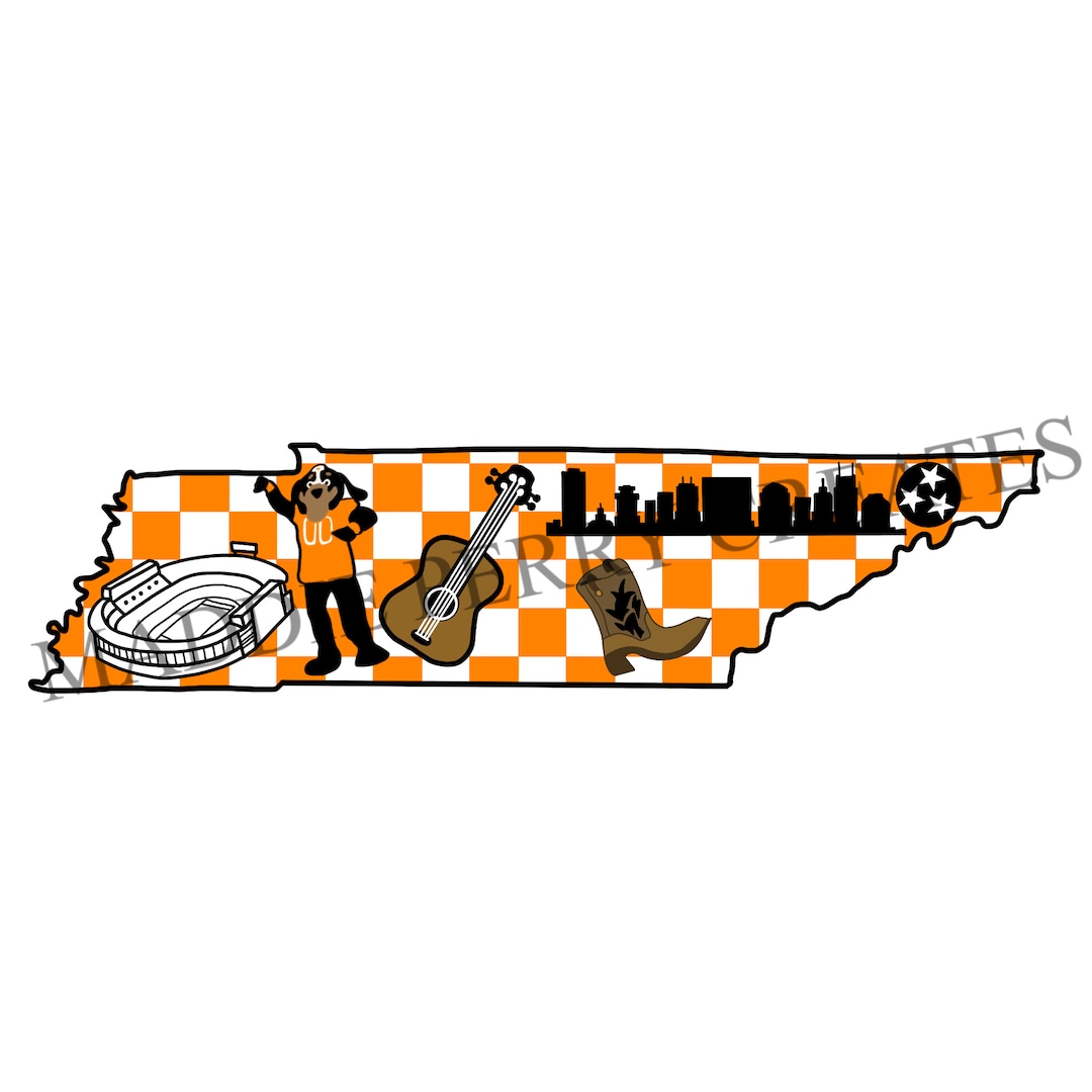 Tennessee Checkered State With Cowboy Boots, Smokey, Neyland Stadium ...