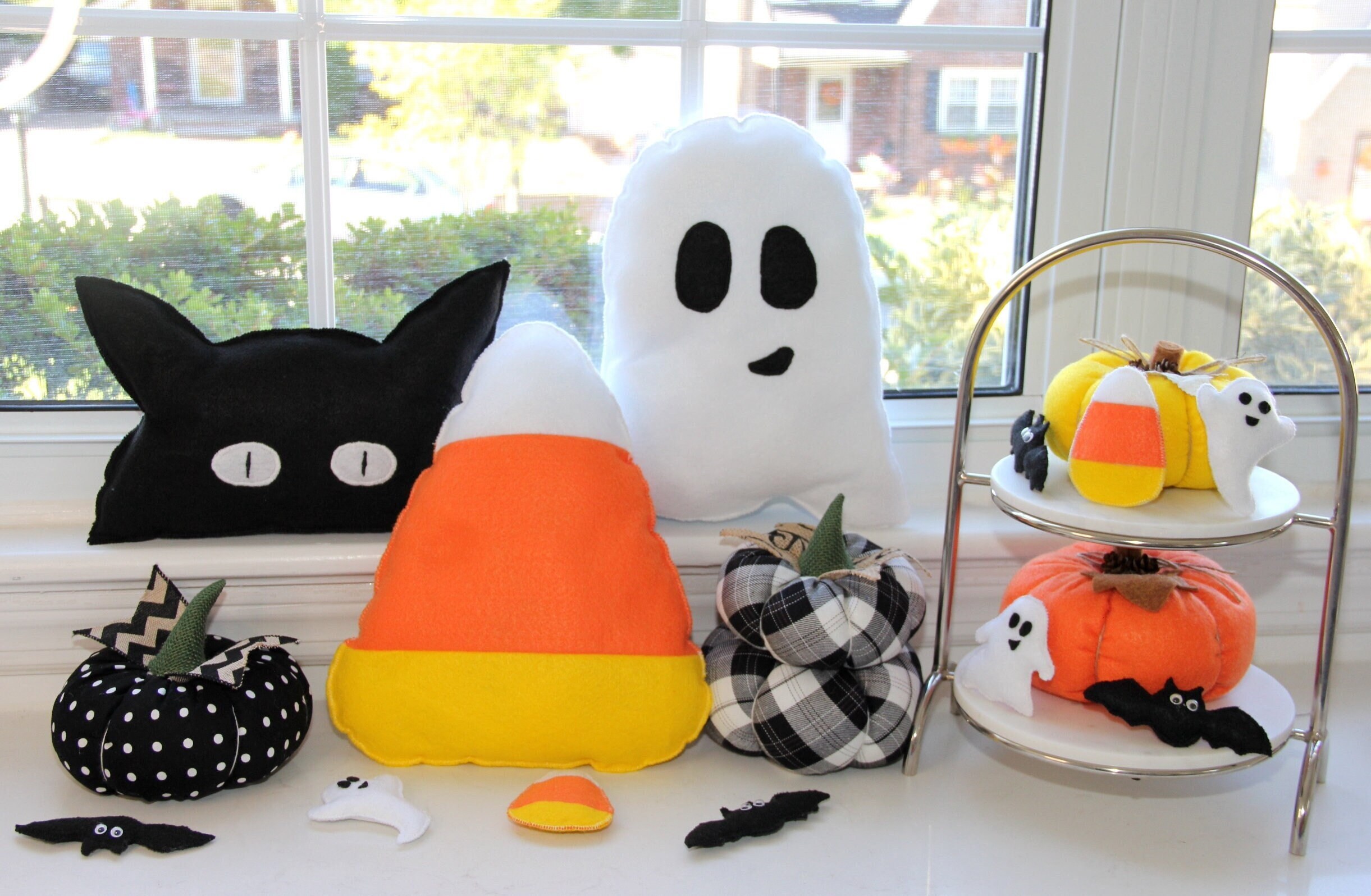 Black Cat Halloween Decor Candy Corn Halloween Decor Ghost - Etsy