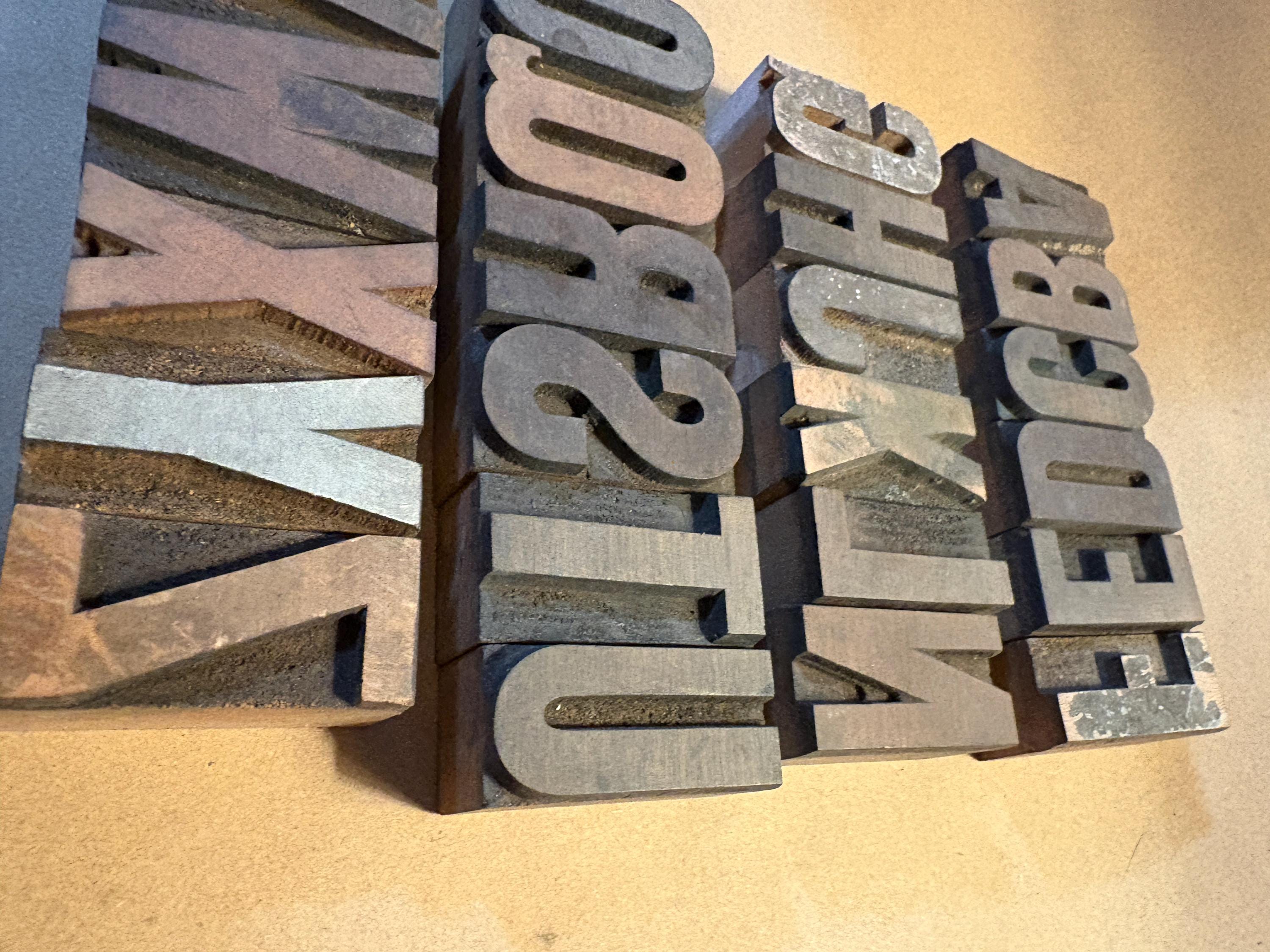 Vintage Wood Letterpress Blocks: 1.75" SKINNY San Serif Rustic Printing ...